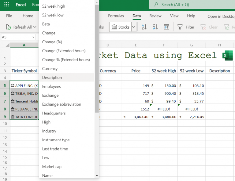 How to Pull Stock Market Data in Excel? - QuickExcel