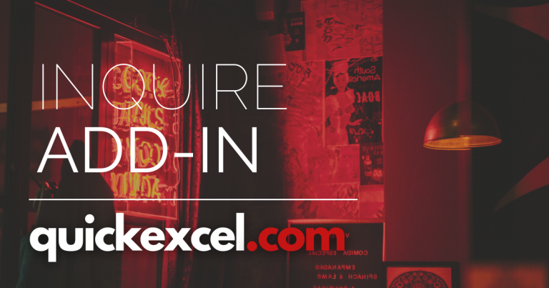 Inquire Add-in in Microsoft Excel - QuickExcel