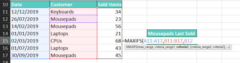 Minifs Maxifs And Averageif Formulas In Excel Quickexcel 5195