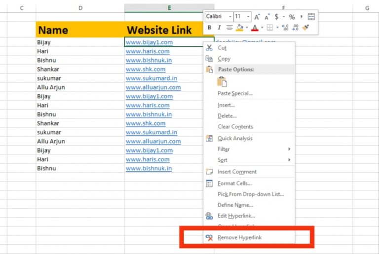 Remove Single and Multiple Hyperlinks in Excel - QuickExcel