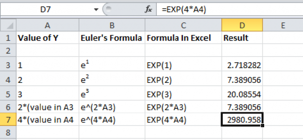 EXP Function in Excel - How to use 'e' in Excel (Euler’s Number ...