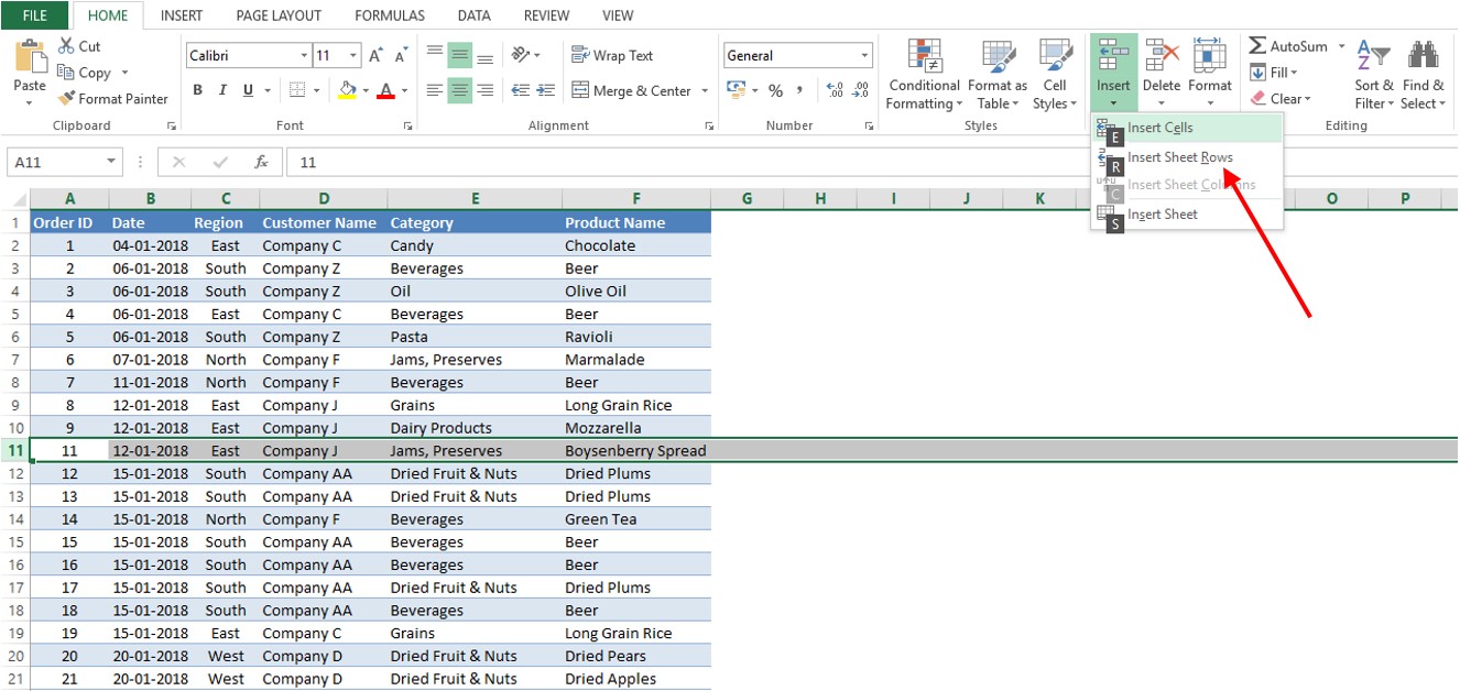 How to Insert a Row in Excel? - QuickExcel