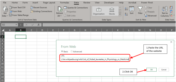 How to Import Data from Web into MS Excel? - QuickExcel