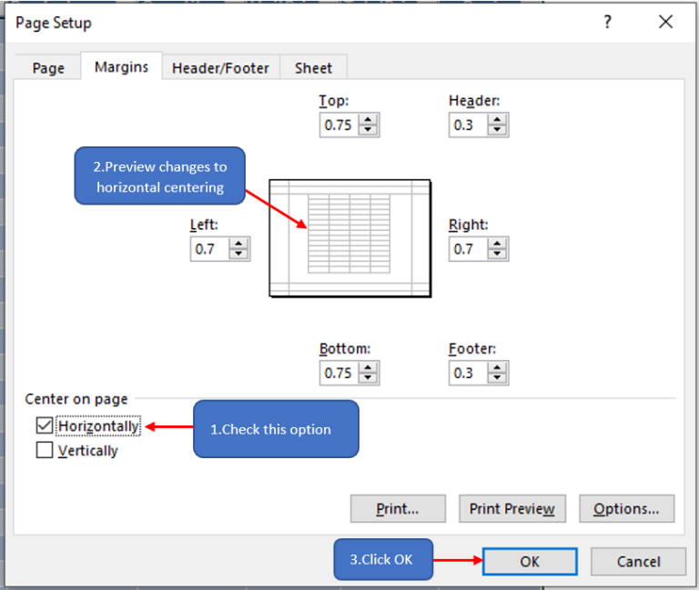 How to Centre Worksheet Horizontally in Excel? - QuickExcel