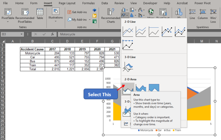 How to Create Area Chart in Excel? - QuickExcel